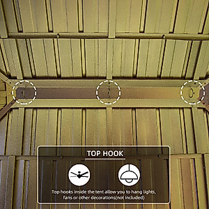 Domi Outdoor Hardtop Gazebo 12x16ft Metal Gazebos Backyard Pavilion Aluminum Roof Canopy with Mosquito Netting and Curtains for Patio,Garden,Lawn (Brown)