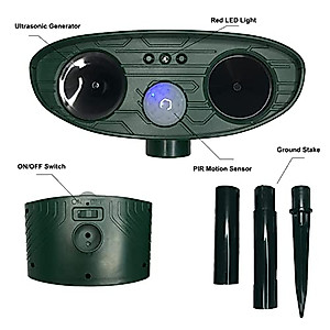 Solar Animal Repeller Outdoor Ultrasonic Animal Pest Repellent with Motion Sensor to Keep Birds Mole Rabbit Deer Raccoon Away, Deterrent Protect Garden Yard Farm, Green Color
