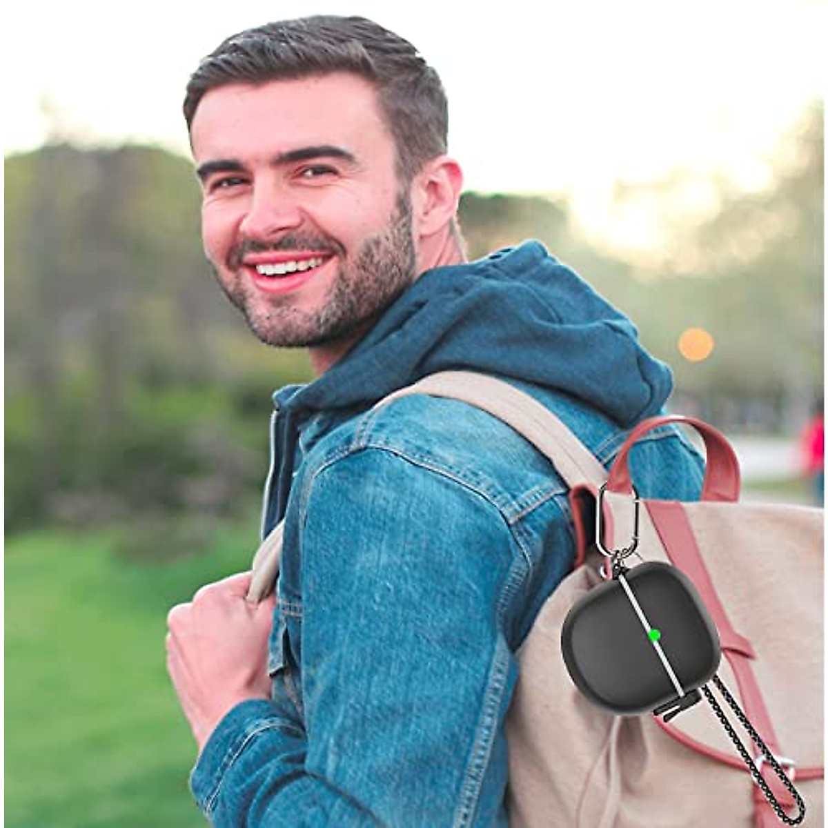 ULITIQ Locking Case Compatible with Bose QuietComfort Earbuds II, Bose QuietComfort Earbuds II Case with Lock, Keychain and Strap/Lanyard, Cool Bose QuietComfort II Case Cover for Women Men, (Black)