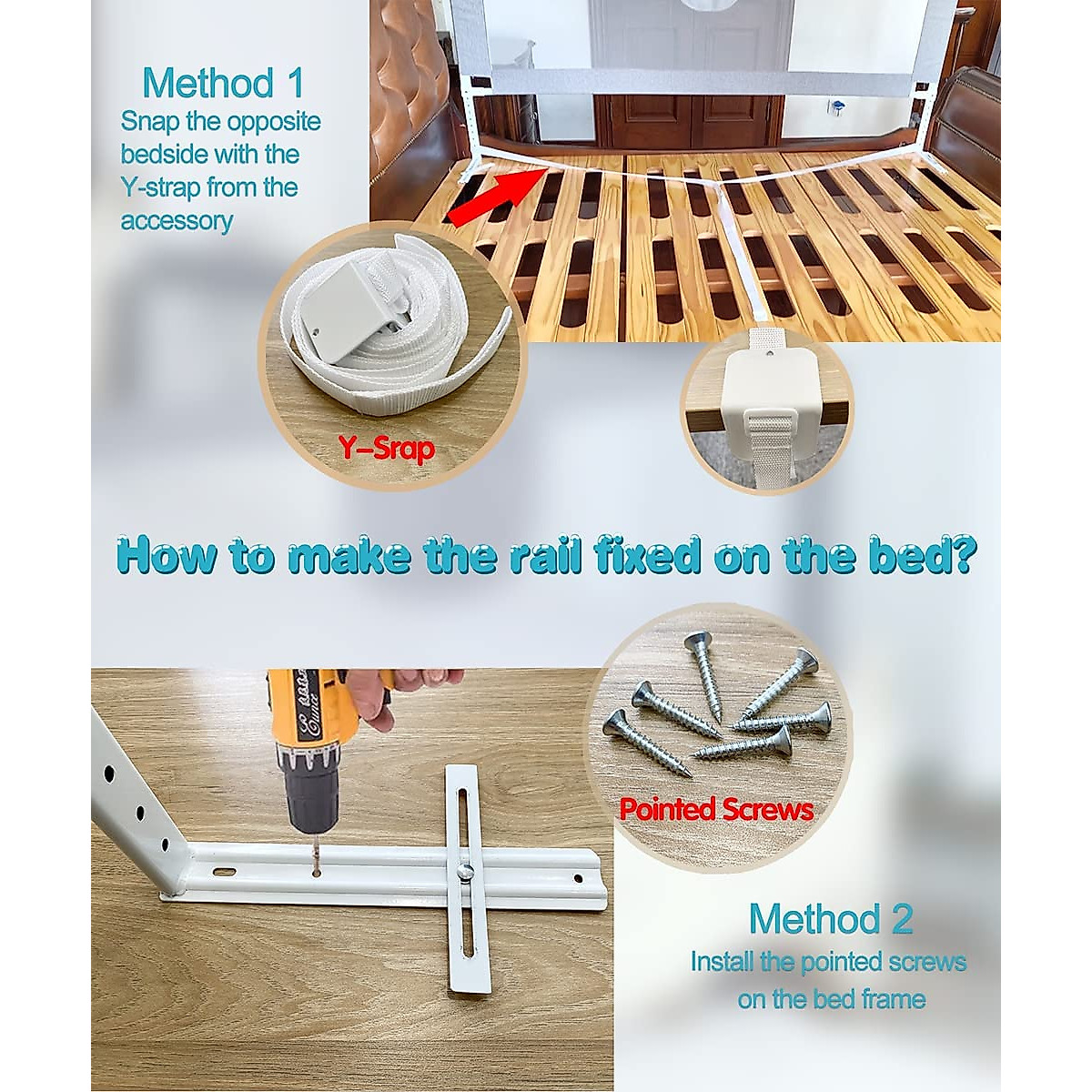 MBQMBSS 69" Bed Rail for Toddlers, Baby Bed Rail Guard for Full Size Bed, Twin Bed Safety Bedrail for Toddler Kids - Double Side Child Lock for Easy Lifting and Extra Y-Shape Strap for More Stablity