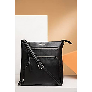 ESTALON Crossbody Bags for Women - Medium Size Crossover Women's Handbags and Purses for College Office Travel (Black)