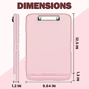 SUNEE Heavy Duty Plastic Clipboard with Storage and Pen Holder, Pink Enclosed Clipboard Box for Nurse, Driver, Contractor, Teacher