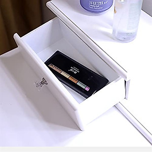 White Lighted Makeup Vanity Set - Makeup Desk with 360° Rotating Oval Mirror and Cushioned Stool - Make-up Vanity Station with Removable Top - Dressing Table with 10 Light Bulbs and 5 Sliding Drawers