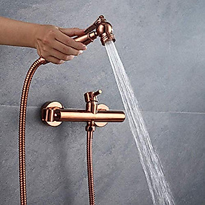 BINCAVIDOU Rose Gold Bidet Faucet Bidet Sprayer for Toilet Hot and Cold Water Manual Sprayer Bathroom Sprayer Kit