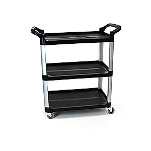 Utility Service Cart - 3 Shelf - 450 Lbs Capacity W 33" x H 38" x D 17" Black