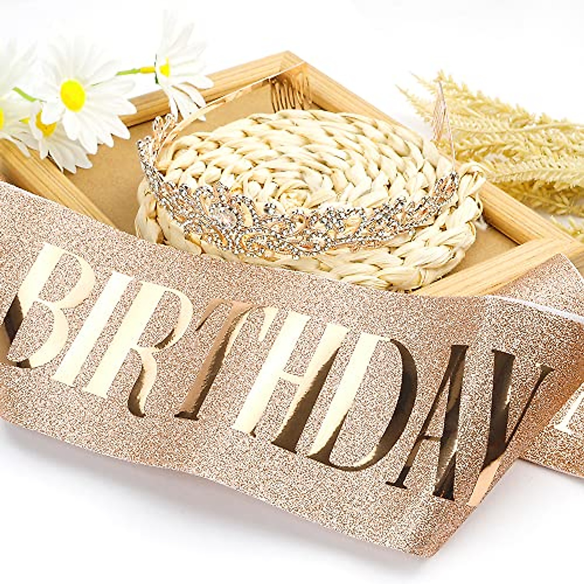 Birthday Sash for Women, Birthday Crown, Birthday Tiara, Birthday Queen Sash and Tiara for Women, Birthday Headband for Girls, Princess Crown, Happy Birthday Crown and Sash, Birthday Decorations