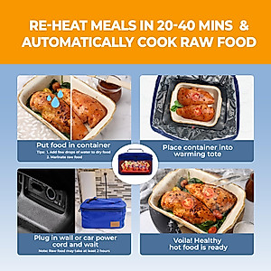 Portable Oven & Food Warmer Electric Lunch Box Food Heater 12/24/110/220V for Car, Truck, Office, Travel & Home ,Mini Portable Microwave Lunch Heater for Work, Compact Portable Food Warmer Lunch Box