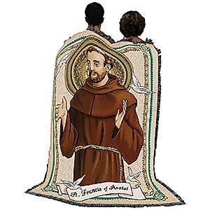 Pure Country Weavers Saint Francis of Assisi Blanket - Patron of Animals, Merchants & Ecology - Religious Gift Tapestry Throw Woven from Cotton - Made in The USA (72x54)