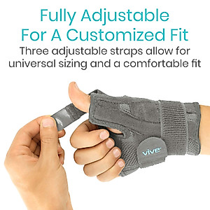Vive Thumb & Wrist Brace for Right or Left Hand - Spica Splint Brace for Carpal Tunnel, Tendonitis, & Arthritis in Hands or Fingers - Compression Support for Women Men - Stabilizer Relief for Bowling