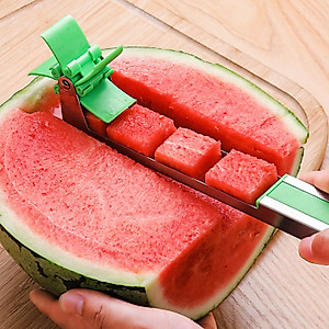 Autoly Watermelon Slicer,Tainless Steel Creative Watermelon Windmill Cutter Slicer, fruit cutting artifact，Stainless Steel Watermelon Slicer