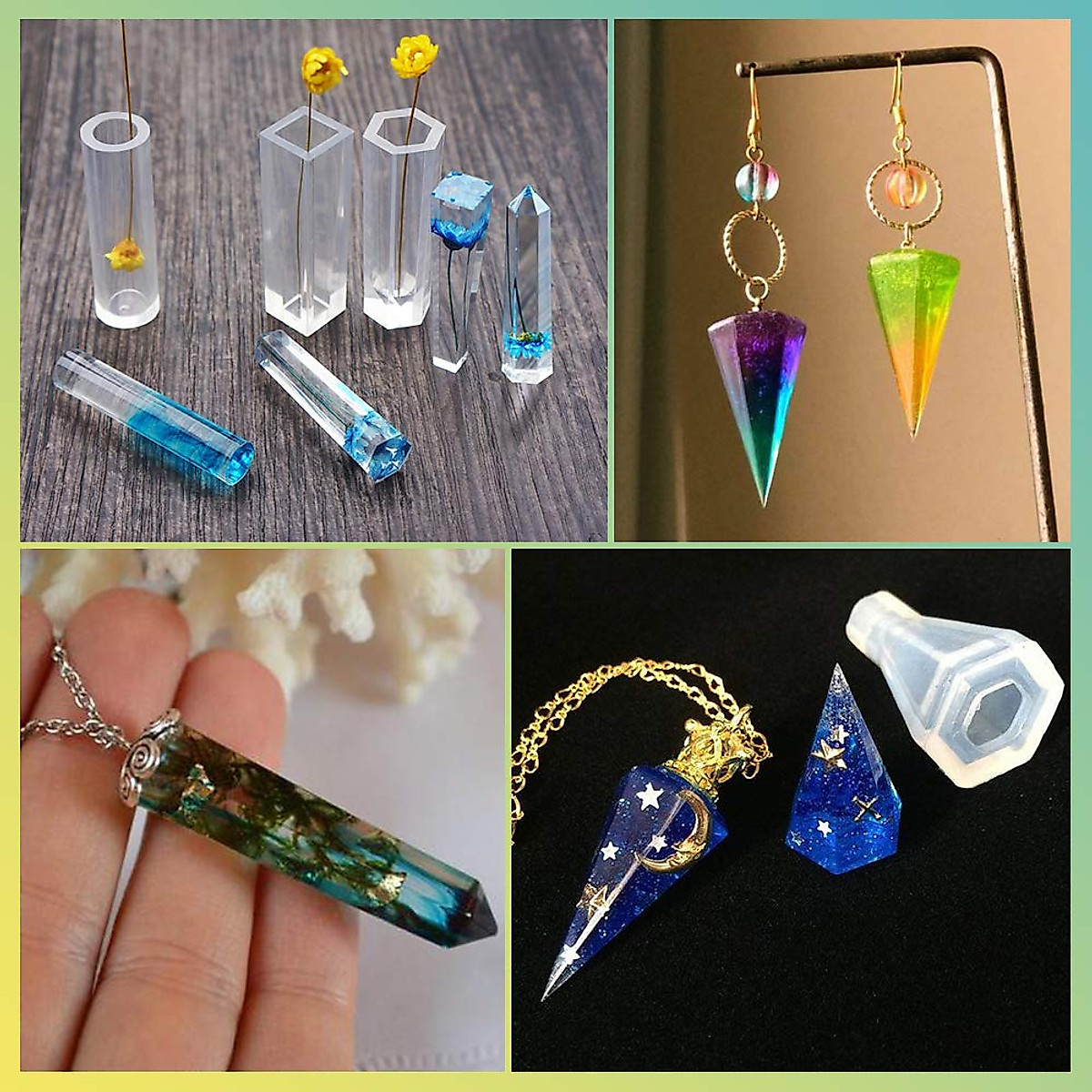 LET'S RESIN Jewelry Making Kit with 16 Silicone Molds, 100 Eye Pins, and Tools for Resin Crafts
