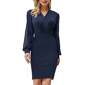 GRACE KARIN Womens Cocktail Dress Sexy Deep V Pluange Clubwear Wedding Guest Dress M Navy Blue