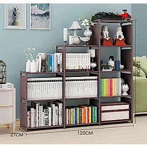 HOSTARME Bookshelf Kids 9 Cube Book Shelf Organizer Bookcase DIY for Bedroom Classroom Office (Brown)