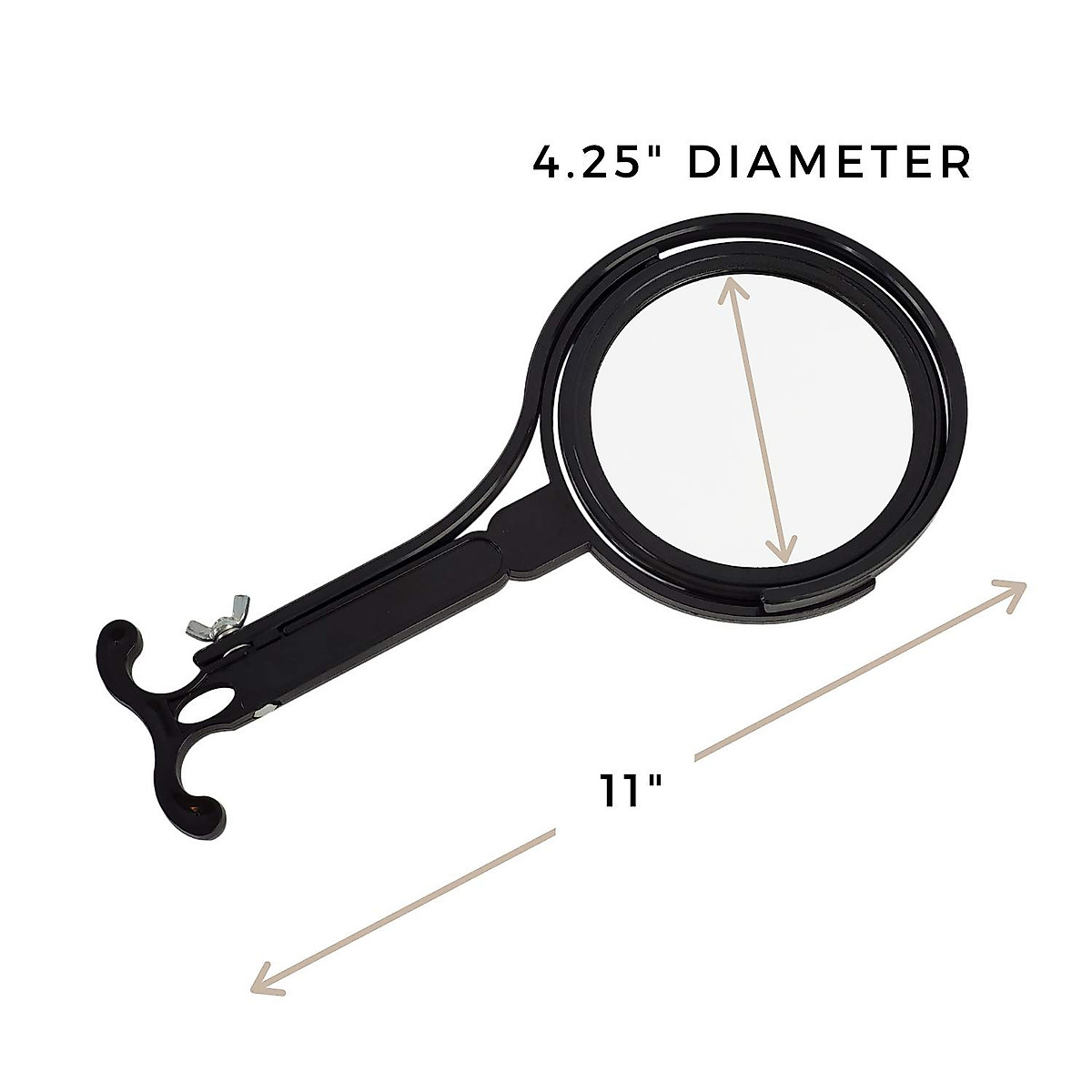 Rucci Round Portable Lightweight 5x/1x Magnifying Neck Mirror Piano Black - 4.25" Diameter x 0.25" x 11"H, Black