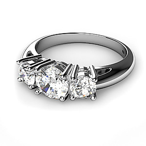 Metal Factory Sz 10 Sterling Silver 925 Cubic Zirconia CZ 3 Stone Engagement Ring