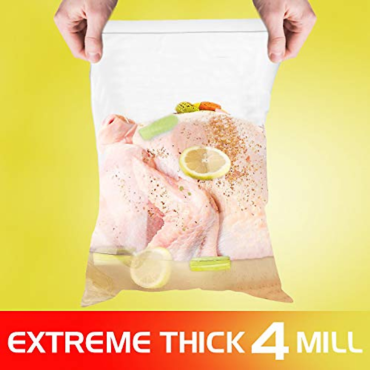 [ Pack of 50 ] 14” X 20" Clear Reclosable Zip Plastic Poly Bags with Resealable Lock Seal Zipper Storage Bags, Extra Large 4 Mill. Heavy Duty Thick Plastic, Reusable Strong Clear Bag for Food Storage, Food Prep, Clothing, Organization, Moving, Traveling (