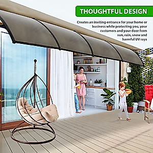 40 inch x 80 inch Window Awning Door Canopy Polycarbonate Cover Outdoor Front Door Patio Sun Shetter (Brown 1pcs)