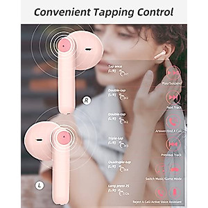 GIEC Wireless Earbuds Bluetooth Earbuds Noise Cancelling Earbuds Wireless Earphones Built in Mic Handset 24H Playtime Wireless Earbuds IP55 Waterproof Earbuds for Sport Women Girls Gifts Ideas,Pink