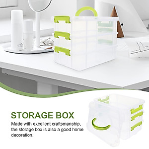 Zerodeko Tool Box 3-Tiers Storage Box, Stackable Carry Box Transparent Storage Bin Portable Storage Container Plastic Storage Case Art Supply Organizer for Organizing Sewing Suitcase