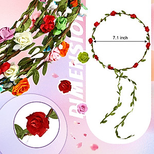 eBoot 10 Pieces Multicolor Flower Crown Floral Wreath Headband Floral Garland Headbands for Festival Wedding Party