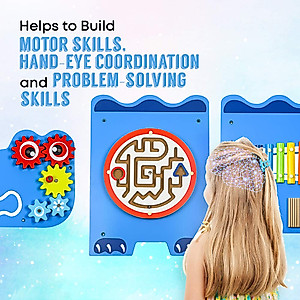 LITTLE CHUBBY ONE Crocodile Activity Wall Busy Board Panels - Fun and Educational Toy for Kids - Easy to Install Wall Mounted Interactive Board Games and Mazes for Kids Encourages Development
