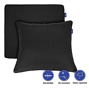 INFBLUE Deep Seat Cushions, 24x24 Outdoor Cushions, Patio Furniture Cushions, Deep Seat & Back Cushion Patio Cushions with Rmoveable Cover for Backyard Couch Sofa Fade Resistant (Black)