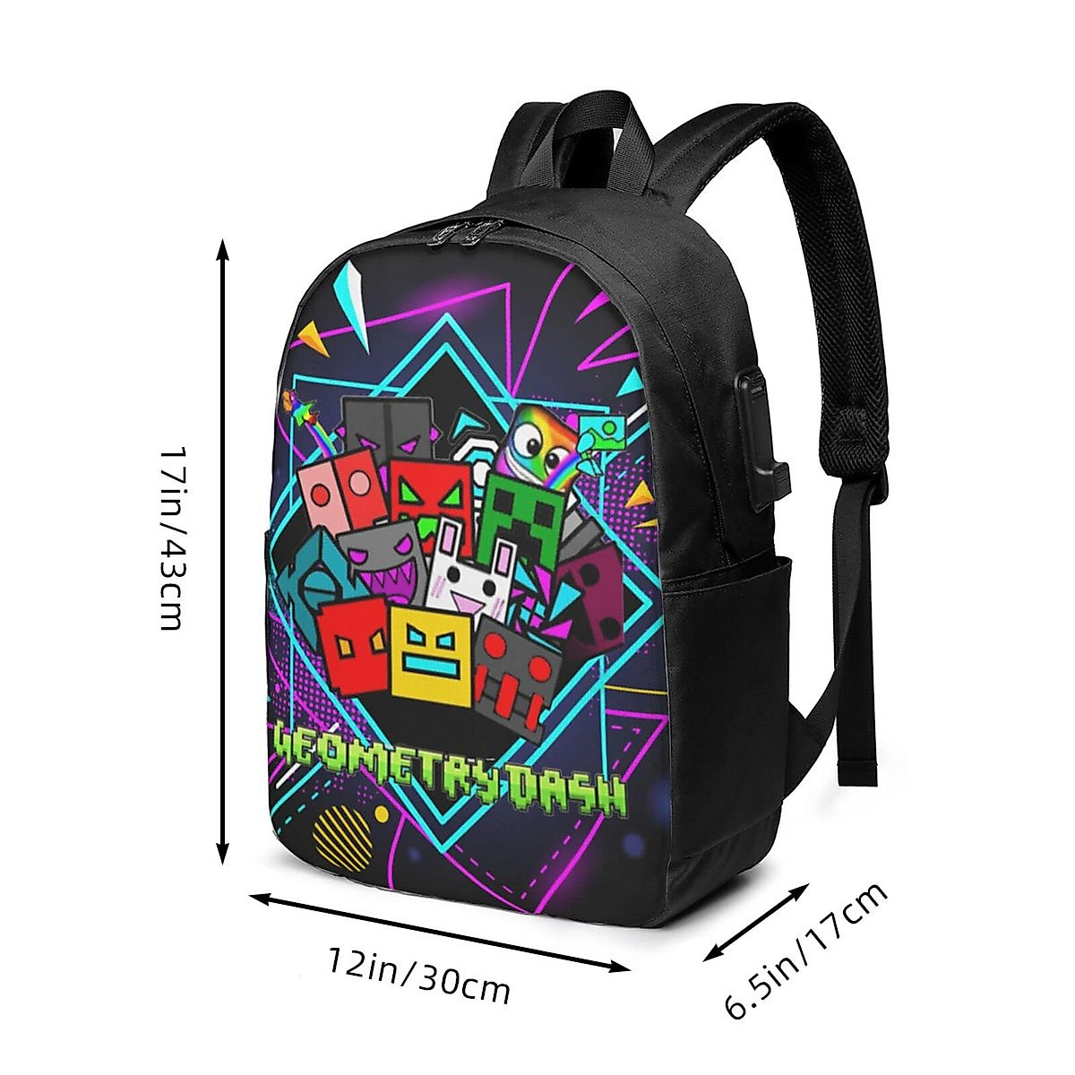 TKBIIuds Geometry Cube Dash Backpacks 17 In Multifunctional Computer Bag Casual Daypack Lightweight School Bag Bookbag