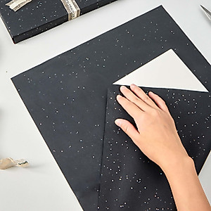 SUNCOLOR 120 Sheets 20"x14" Black Tissue Paper for Gift Bags Packaging Glitter Art Tissue Paper for Crafts