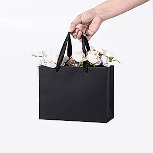 Katfort Black Gift Bags 36 Pack, 9''×4''×7'' Black Retail Bags for Small Business, Reusable Kraft Black Paper Bags with Handles Bulk for Shopping, Wedding, Party, Gift, Retail