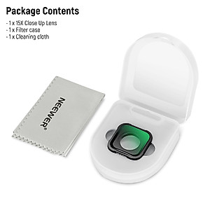NEEWER 15X Macro Lens Compatible with GoPro Hero 12 Hero 11 Hero 10 Hero 9 8 7 6 Black Action Camera Close Up Filter Anti Reflective Multicoated HD Optical Glass/Aluminum Frame, Not Waterproof, LS-31