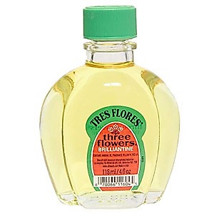 Three Flowers Brilliantine, Men Hair Styling Oil, Anti-Frizz, 2-Pack of 4 FL Oz, Bottles, amber