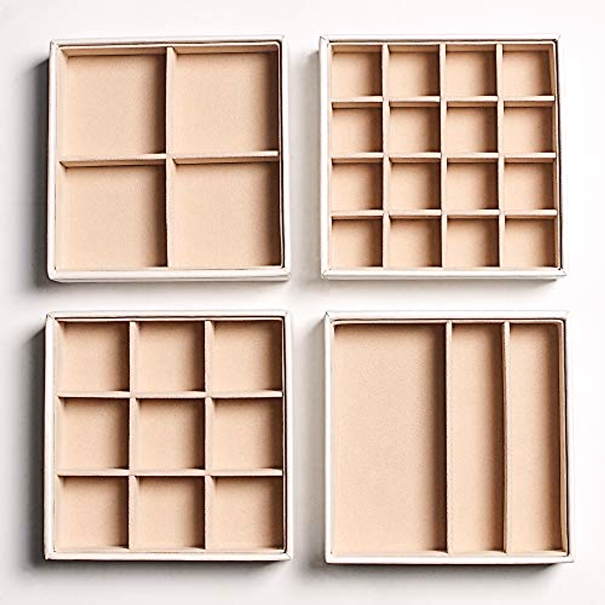 Frebeauty Earring Organizer Tray - Jewelry Accessary Storage Box - 32 Slot Jewelry organizer box 4 Stackable Trays with Lid Storage Display Case for Dresser and Drawer (White)