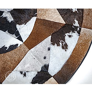 Genuine Round Cowhide Rug Rodeo Star Patchwork 60" Area Rug