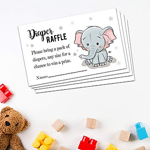50 Elephant Diaper Raffle Tickets for Baby Shower-Baby Shower Invitations Inserts Request Cards Games Decorations Supplies for Baby Gender Tickets.