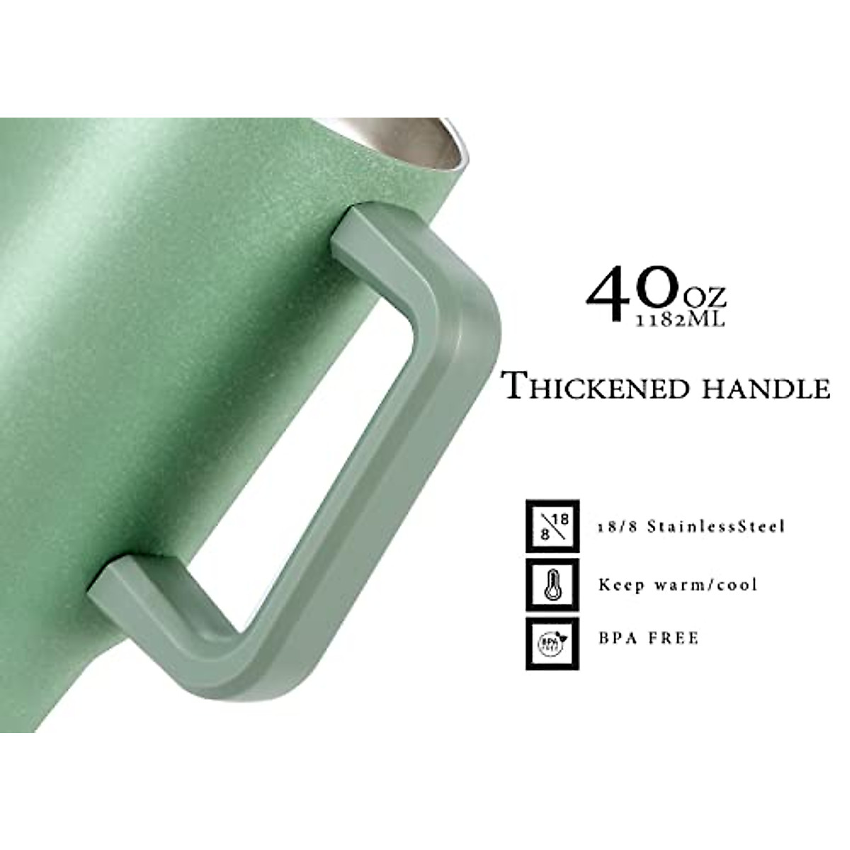 Murmioo 40OZ Tumbler with Handle and Straw,Insulated Leak Proof Double Walled Stainless Steel Travel Mug,Reusable Water Bottle Cup，keep Cold Ice，Hot water for Hours(Pink white gradient)