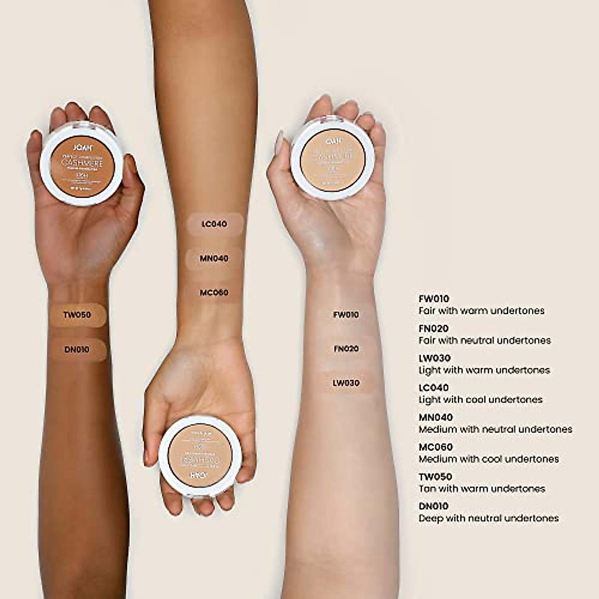 JOAH Perfect Complexion Cashmere Powder Foundation, Medium Face Coverage, Matte Finish, Korean Makeup, Compact Design For Oily & All Skin Types, 16 Hour Wear, Medium with Neutral Undertones