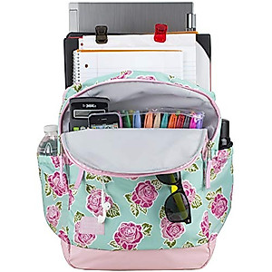 Eastsport Everyday Classic Backpack with Interior Tech Sleeve, Rose Sand/Spring Floral Print