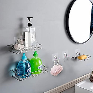 CGBE Shower Caddy, Shower Shelves With Soap Dish Holder Adhesive Hooks, Rust Free Shower Organizer Shower Rack Shampoo Holder Wall Mount For Bathroom Kitchen Storage (5 Packs)