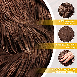 Tatuo Faux Fur Fabric Christmas Fluffy Fuzzy Craft Fake Fur Cuts Shaggy Synthetic Plush Patch Sewing DIY Winter Halloween Costume Gnome Beard Miniature Dolls Rugs Mats Gift(Brown,60 x 18 Inch)
