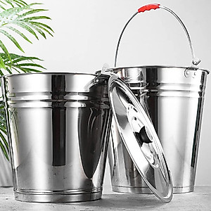 GANAZONO Metal Ash Bucket Ash Bucket with Lid Galvanized Iron Ash Bucket Coal Storage Bucket BBQ Charcoal Holder for Fire Pit, Wood Burning Stove Galvanized Bucket