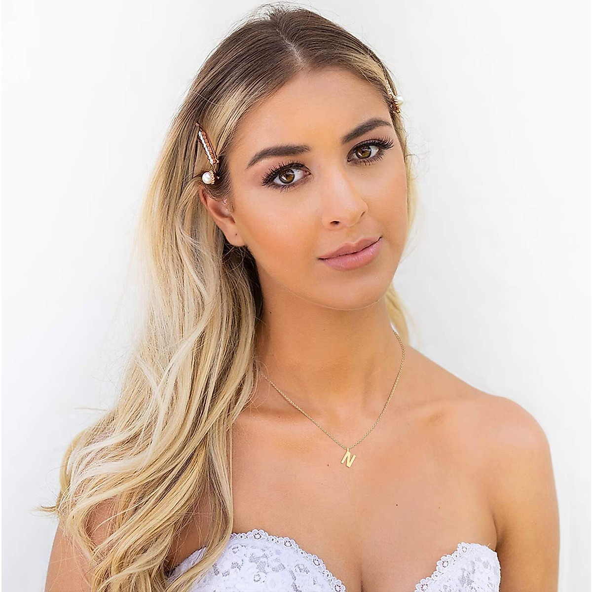 PAVOI 14K Yellow Gold Plated Initial Necklace | Letter Necklaces for Women | N Initial