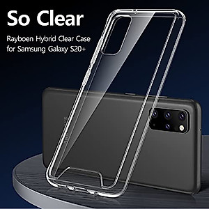 Rayboen for Samsung Galaxy S20 Plus Case, Crystal Clear Non-Slip Shockproof Protective Phone Case, Hard PC Back Soft TPU Frame Slim Transparent Cover for Galaxy S20+ Plus 5G, 6.7inch