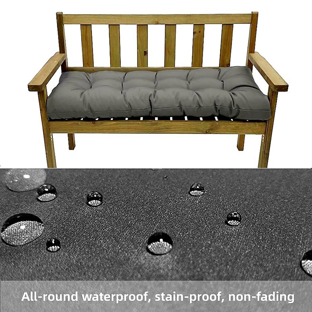 Waterproof Outdoor Bench Cushion, 51"x20", Swing Cushion Patio Furniture Cushions 3 Seater, for Garden Patio Furniture Lounger Bench (Dark Grey)