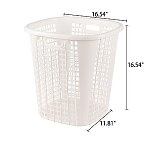 Ucake 6 Packs 50 Liter Plastic Laundry Basket Hamper with Handles, Tall Laundry Hamper Baskets, White