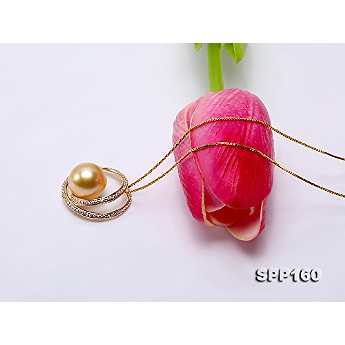 JYX Pearl 14K Gold Pendant AAA Quality Genuine 11.5mm Golden South Sea Pearl Pendant Necklace for Women