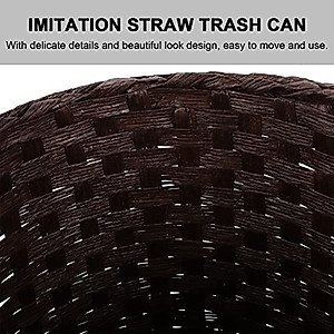 DOITOOL Woven Trash Can Rattan Garbage Bin Wicker Small Waste Basket Water Hyacinth Flower Pots Plant Basket Storage Basket for Home Office Coffee