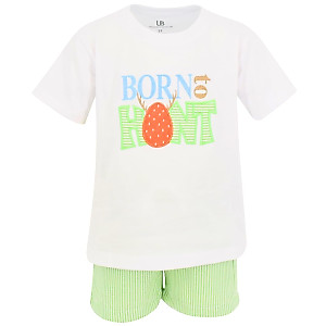 Unique Baby Boys Born to Hunt Easter Eggs Outfit (18 Months, Green)