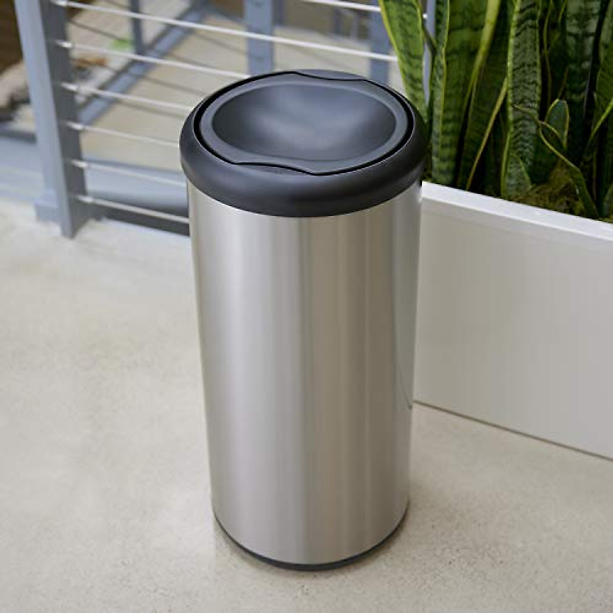 Tramontina Swivel Top Round Bin Trash Can Stainless Steel 10 Gallon, 81200/005DS