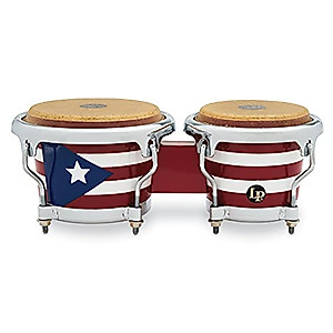 Latin Percussion LPMC Mini Tunable Puerto Rican Flag Wood Bongos (LPM199-PR)