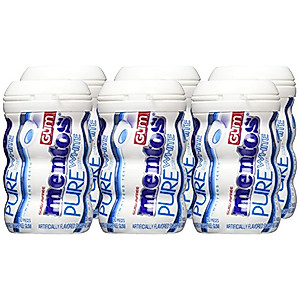 Mentos Pure White Sugar-Free Chewing Gum With Xylitol, Sweet Mint, Bulk, 50Piece Bottle (Pack Of 6)